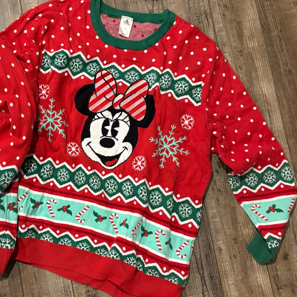 Disney Red And Green Minnie Mouse Sweater - Gem